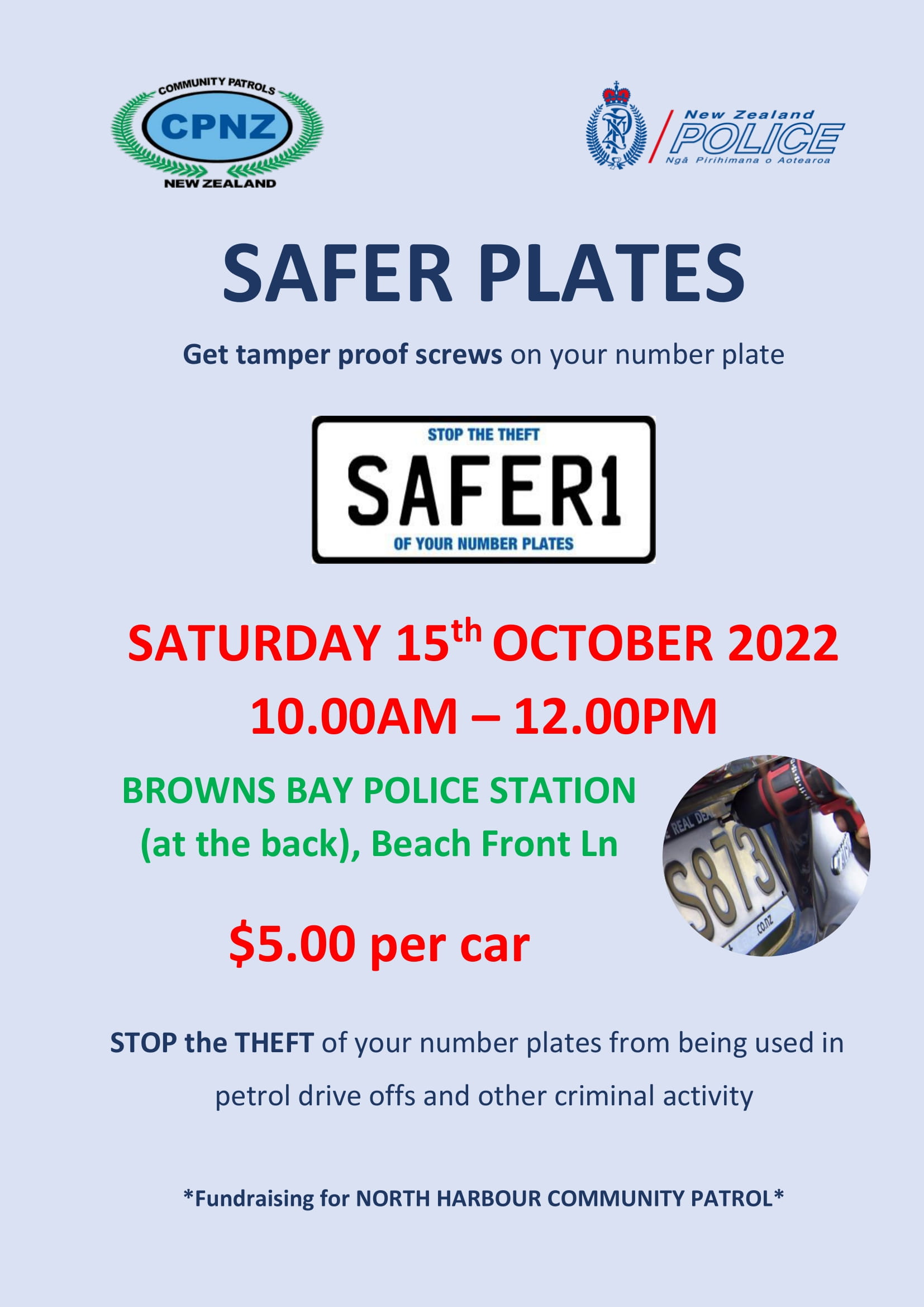 Safer Plates | 15 Oct 2022 - North Harbour Community Patrol